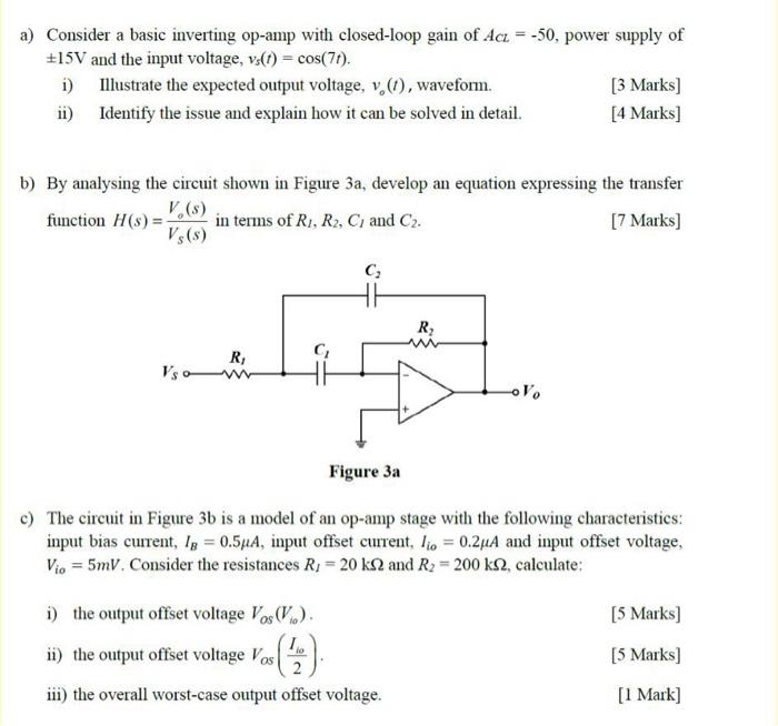 Solved A Consider A Basic Inverting Op Amp With Closed Loop