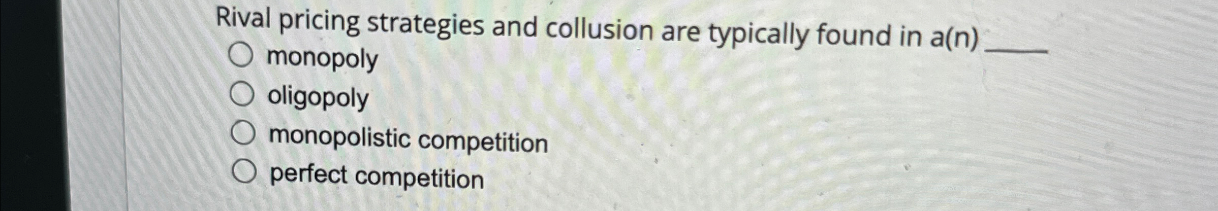 Solved Rival pricing strategies and collusion are typically | Chegg.com
