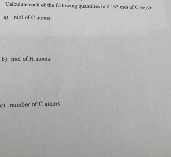 Solved Calculate each of the following quantities in 0.185 | Chegg.com