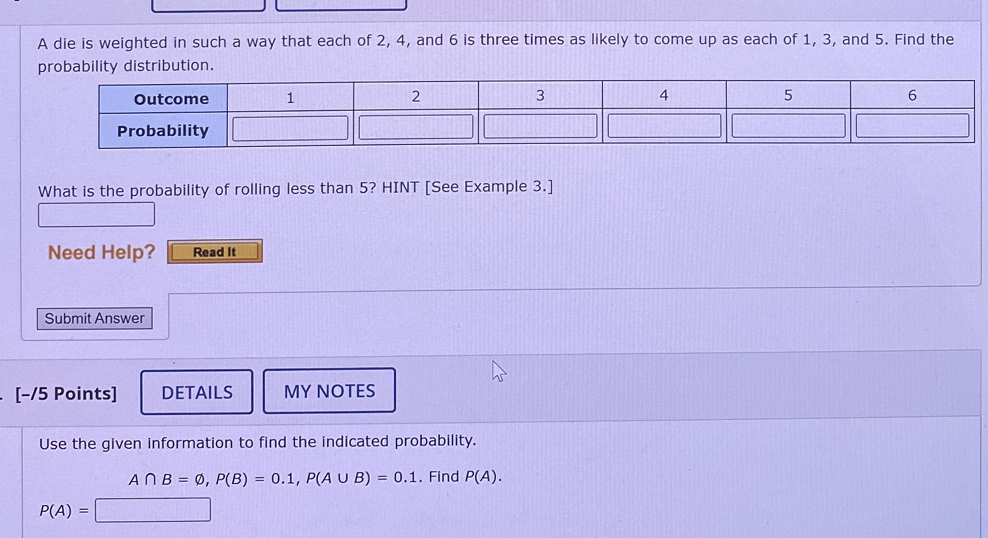 Solved A die is weighted in such a way that each of 2,4 , | Chegg.com