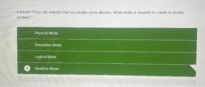 Solved In Packet Tracer, there is an area that has a set of | Chegg.com