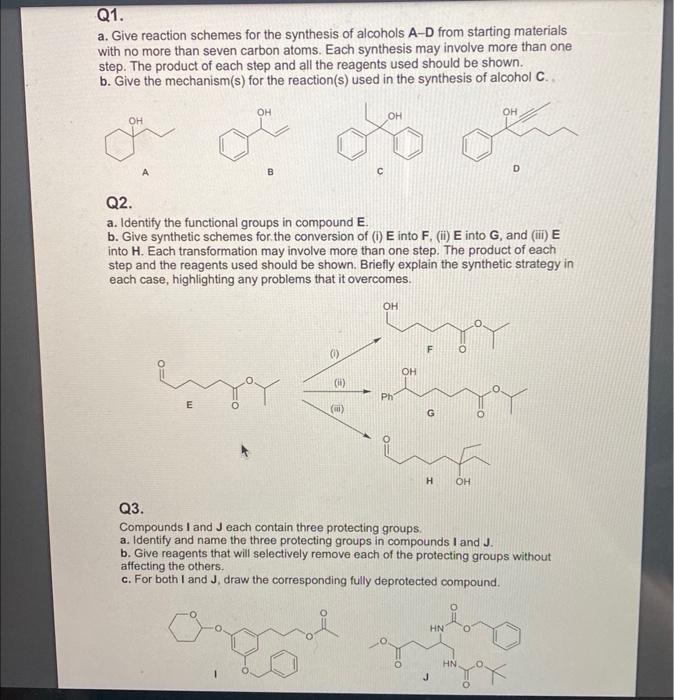 Solved a. Give reaction schemes for the synthesis of | Chegg.com