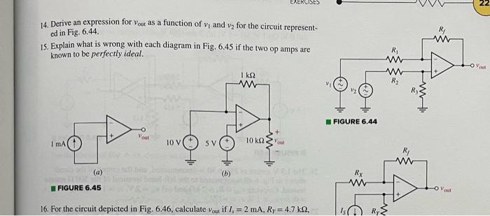 Solved 14. Derive an expression for vout as a function of | Chegg.com