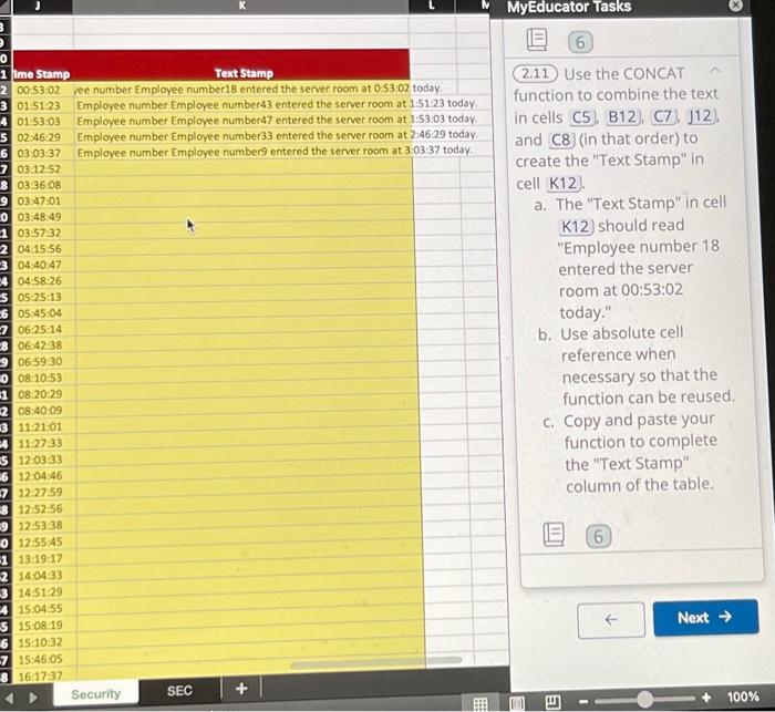 Solved 2 11 Use The Concat Function To Combine The Text In