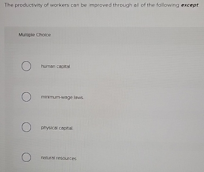 Solved The productivity of workers can be improved through | Chegg.com