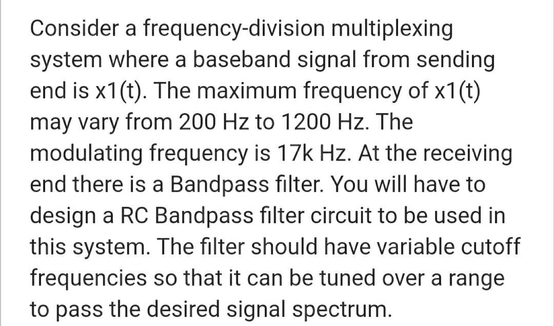 Solved Consider a frequency-division multiplexing system | Chegg.com