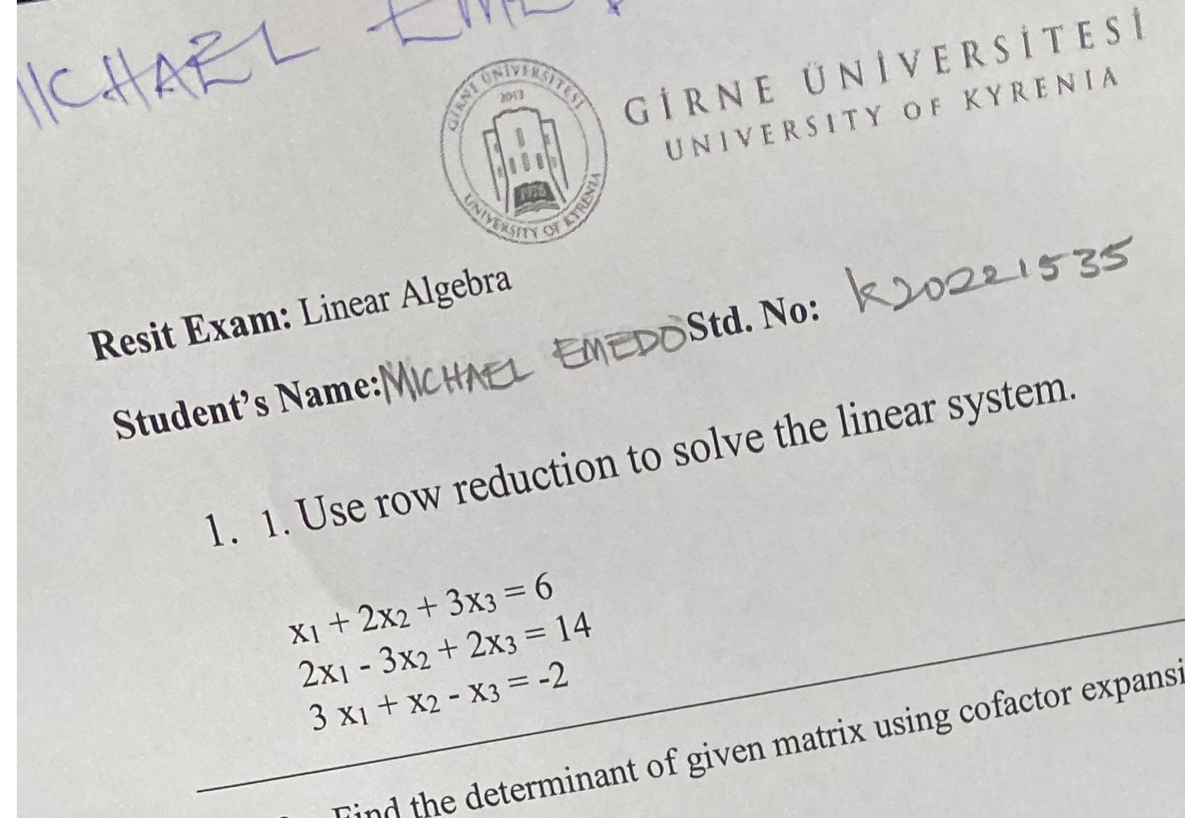 Solved Use row reduction to solve the linear | Chegg.com