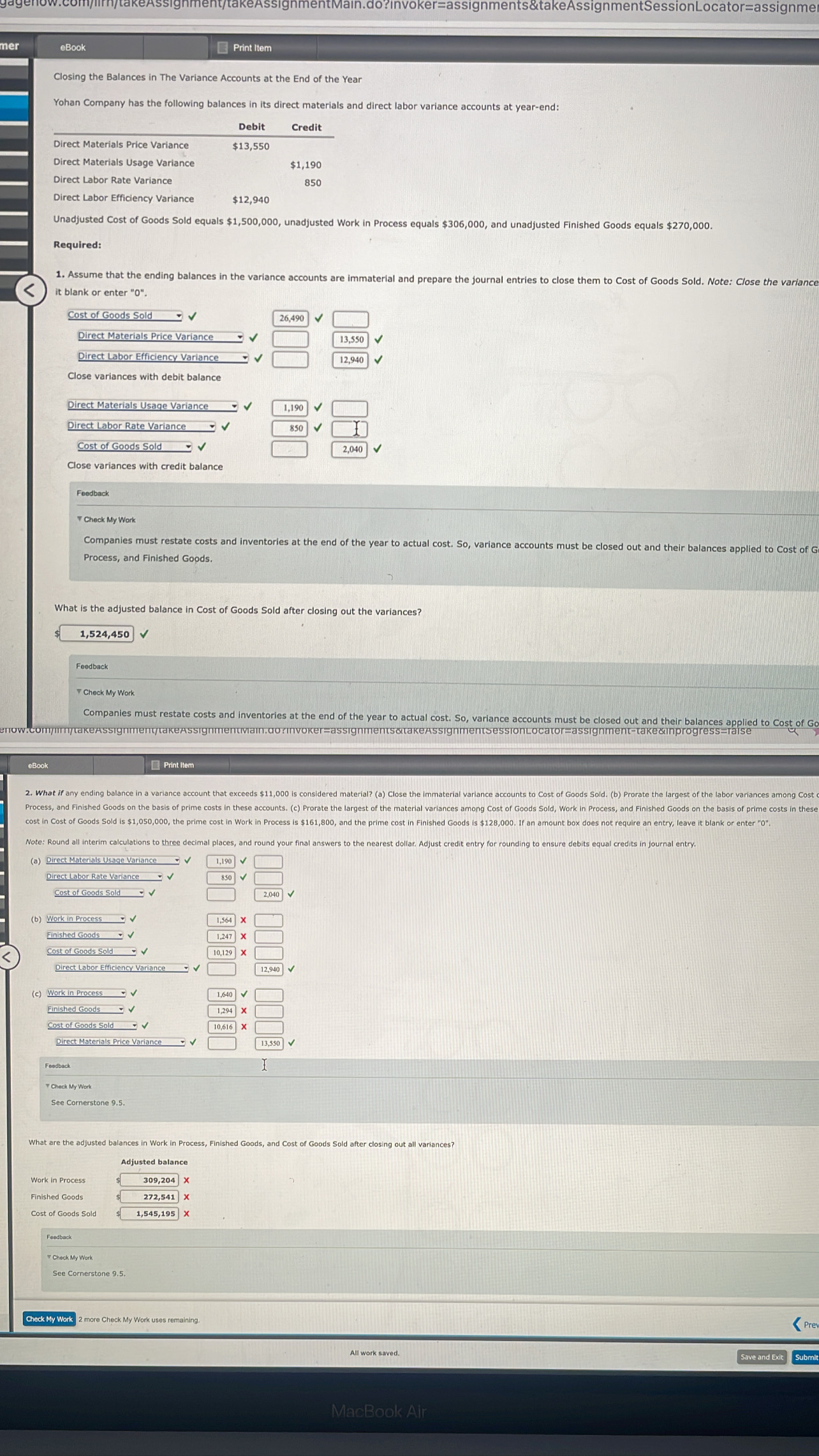 Solved eBookPrint ItemClosing the Balances in The Variance | Chegg.com