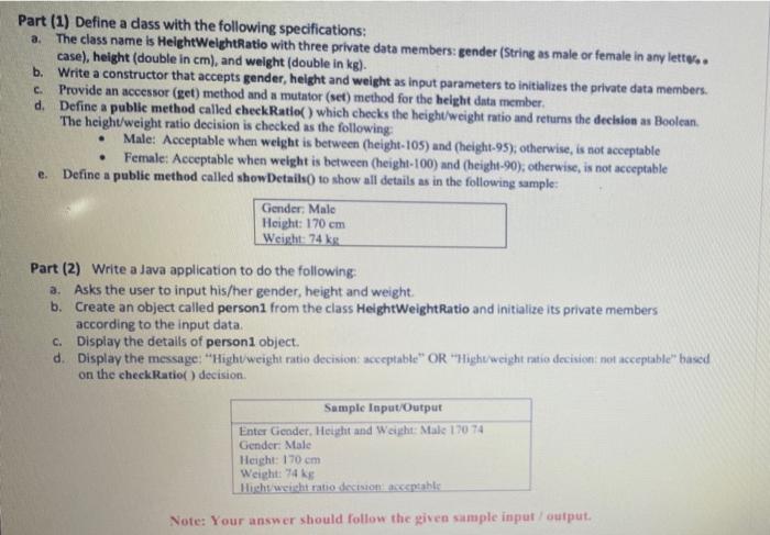 Solved C. Part (1) Define a dass with the following | Chegg.com