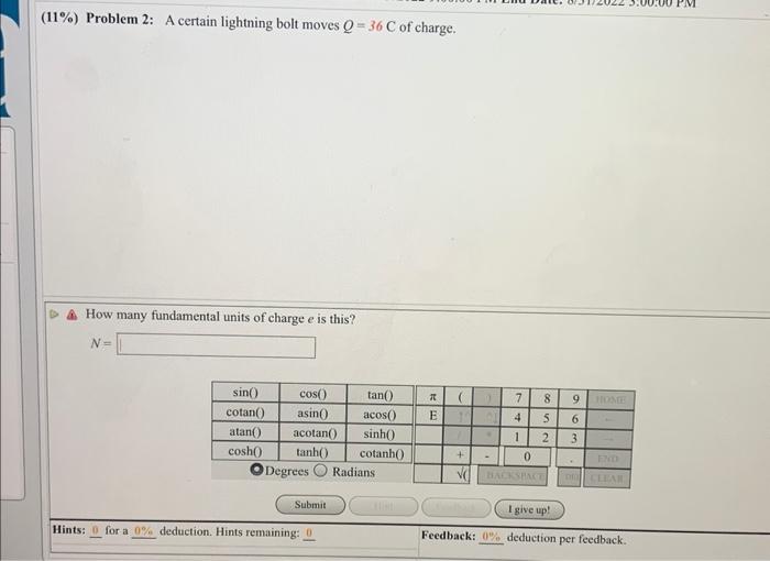 Solved (11\%) Problem 2: A certain lightning bolt moves | Chegg.com