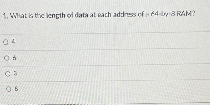 Solved 1. What is the length of data at each address of a | Chegg.com