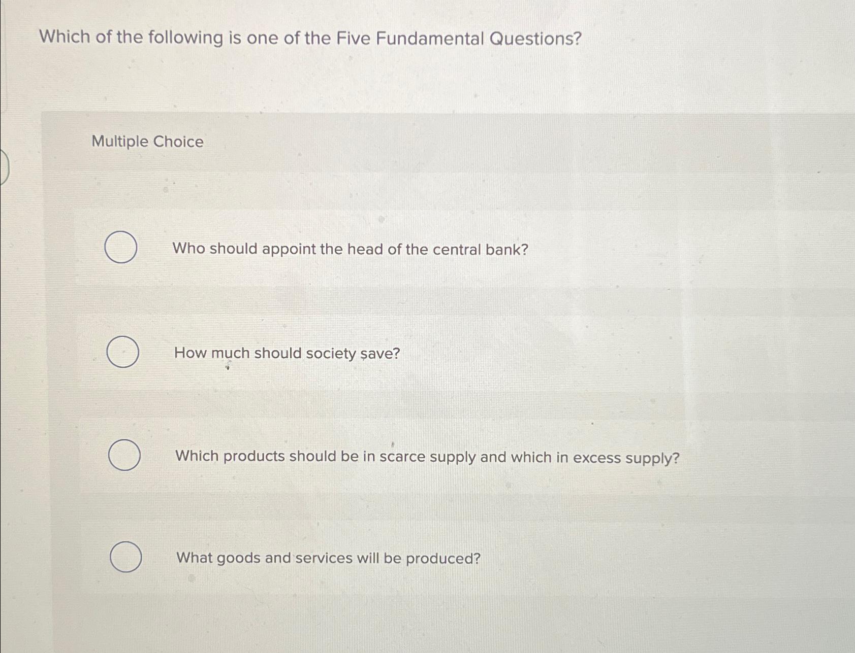 Solved Which of the following is one of the Five Fundamental | Chegg.com