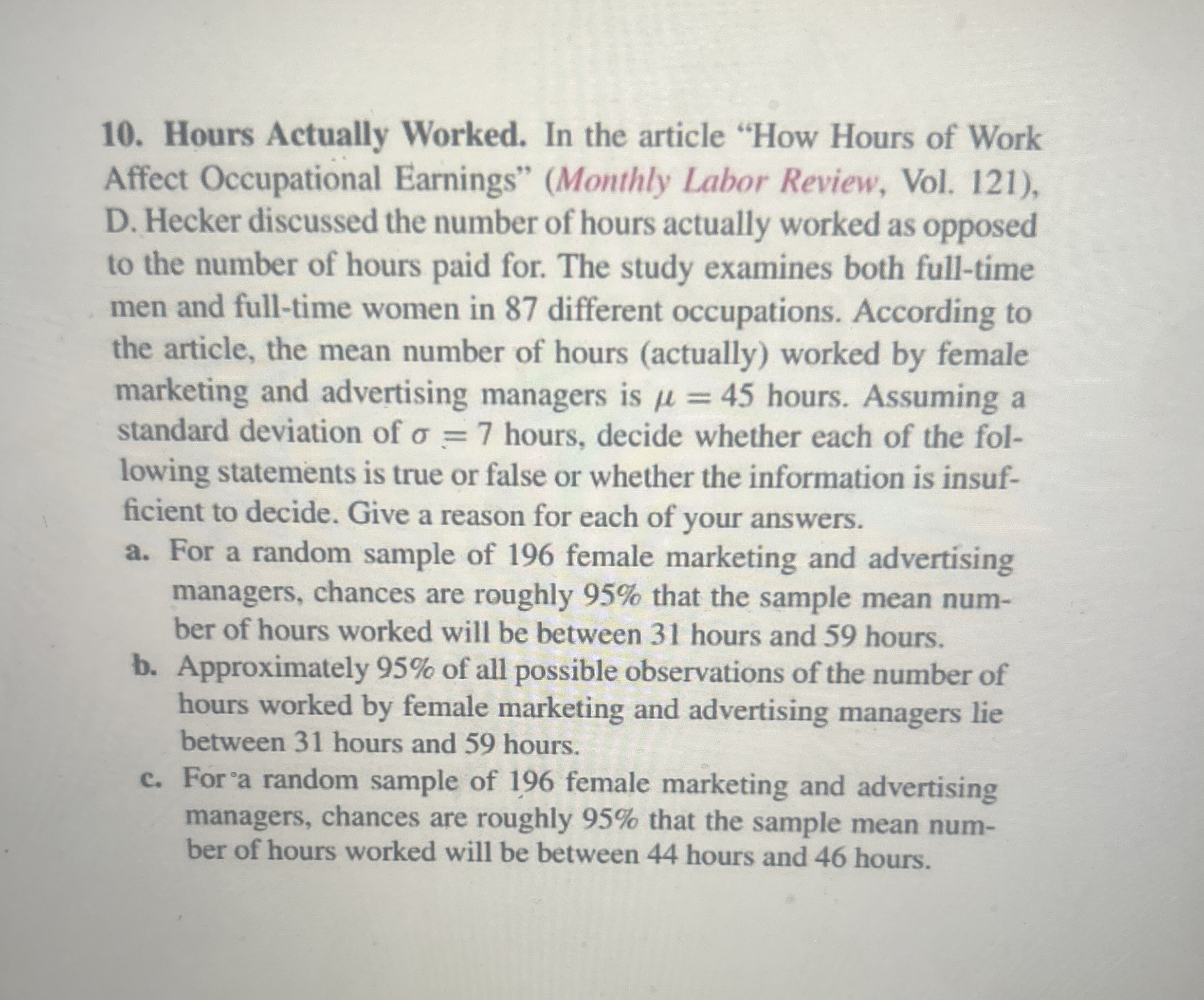 Solved Hours Actually Worked. In the article "How Hours of | Chegg.com