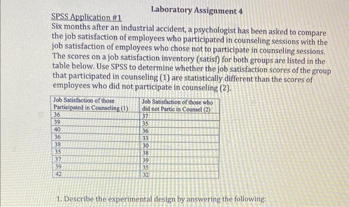 Solved Laboratory Assignment 4 SPSS Application #1 Six | Chegg.com