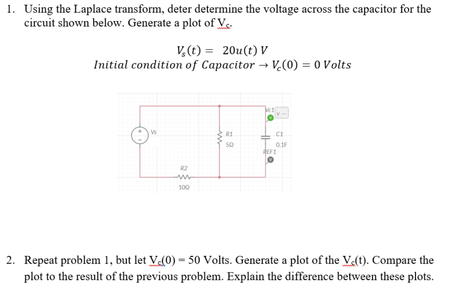 Solved Using the Laplace transform, deter determine the | Chegg.com
