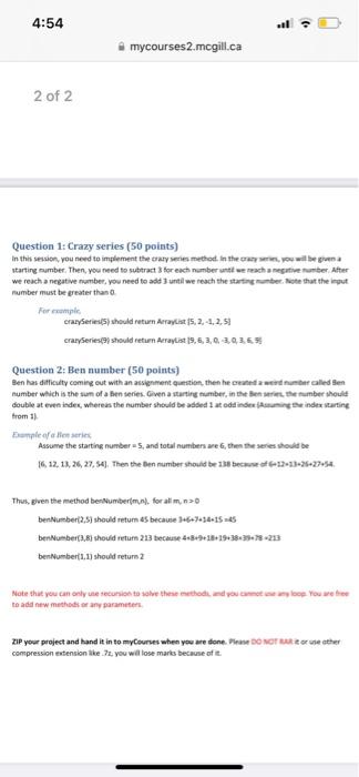 Solved Question 1: Crazy series (50 points)In this session, | Chegg.com