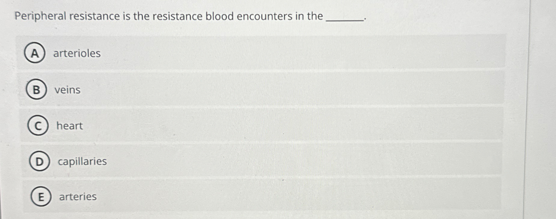 Solved Peripheral resistance is the resistance blood | Chegg.com