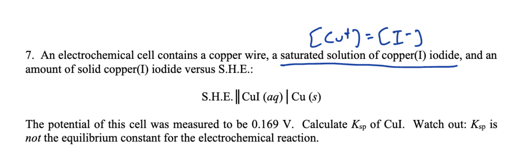 Solved An electrochemical cell contains a copper wire, a | Chegg.com