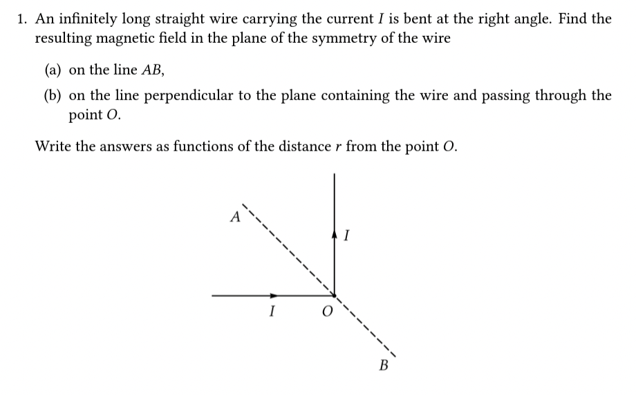 Solved An infinitely long straight wire carrying the current | Chegg.com