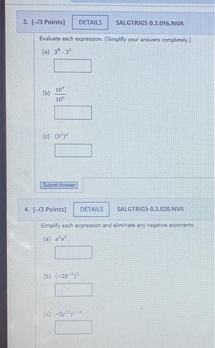 Solved Evaluate each expression. (Simplify your answers | Chegg.com