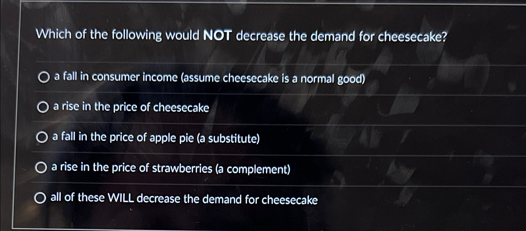 Solved Which of the following would NOT decrease the demand | Chegg.com