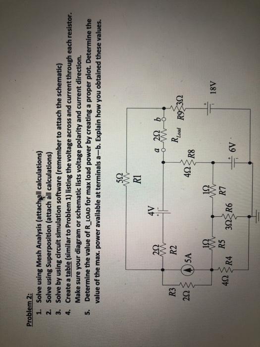 Solved Problem 2: 1. Solve using Mesh Analysis (attach all | Chegg.com