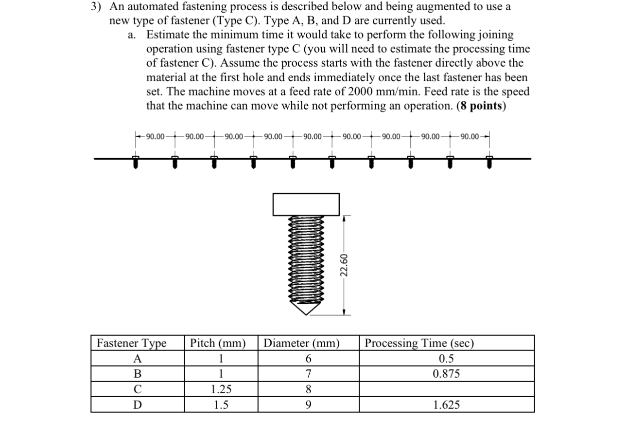 Solved An automated fastening process is described below and | Chegg.com