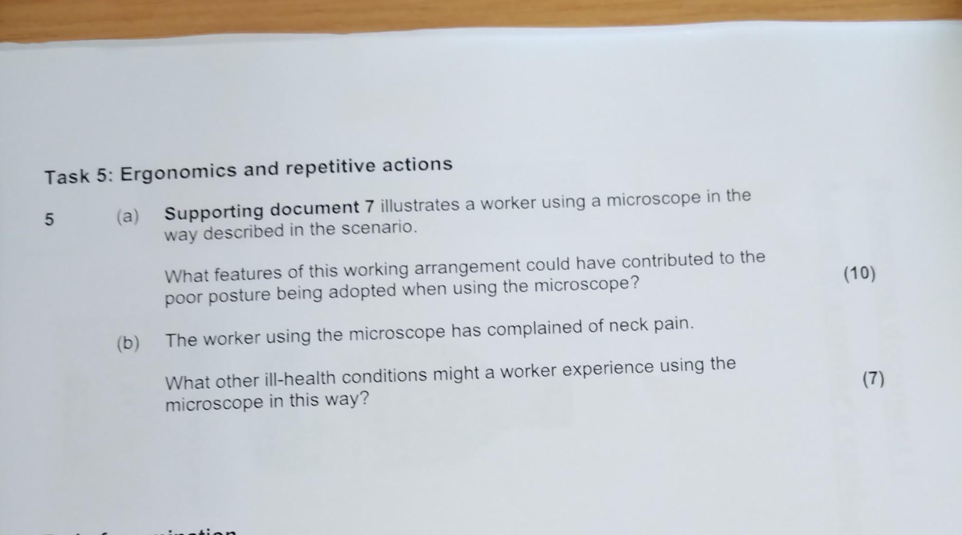 Solved Task 5: Ergonomics and repetitive actions 5 (a) | Chegg.com