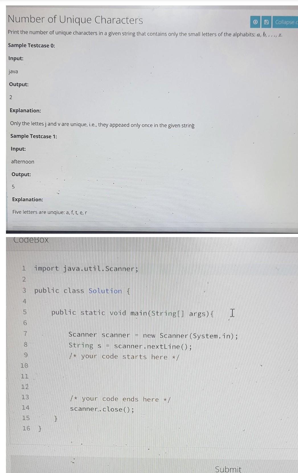 Solved Number Of Unique Characters Print The Number Of Chegg