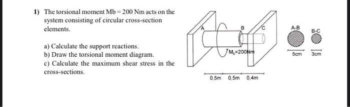 1) The torsional moment Mb=200Nm acts on the system | Chegg.com