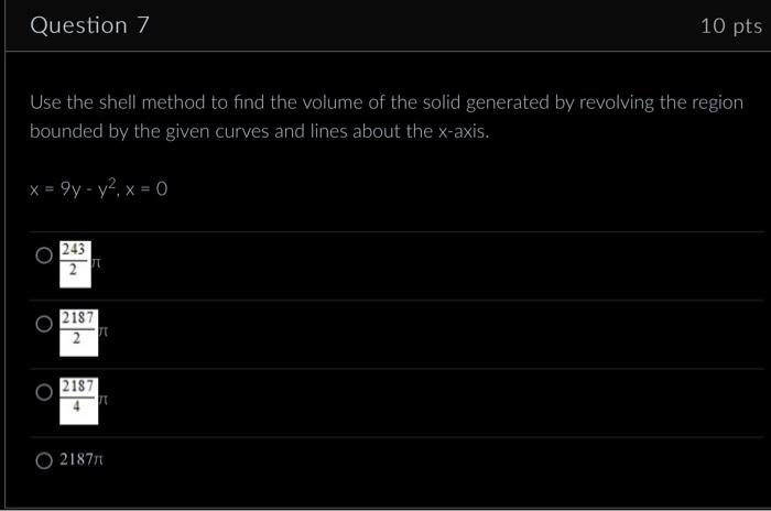 Solved Use the shell method to find the volume of the solid | Chegg.com