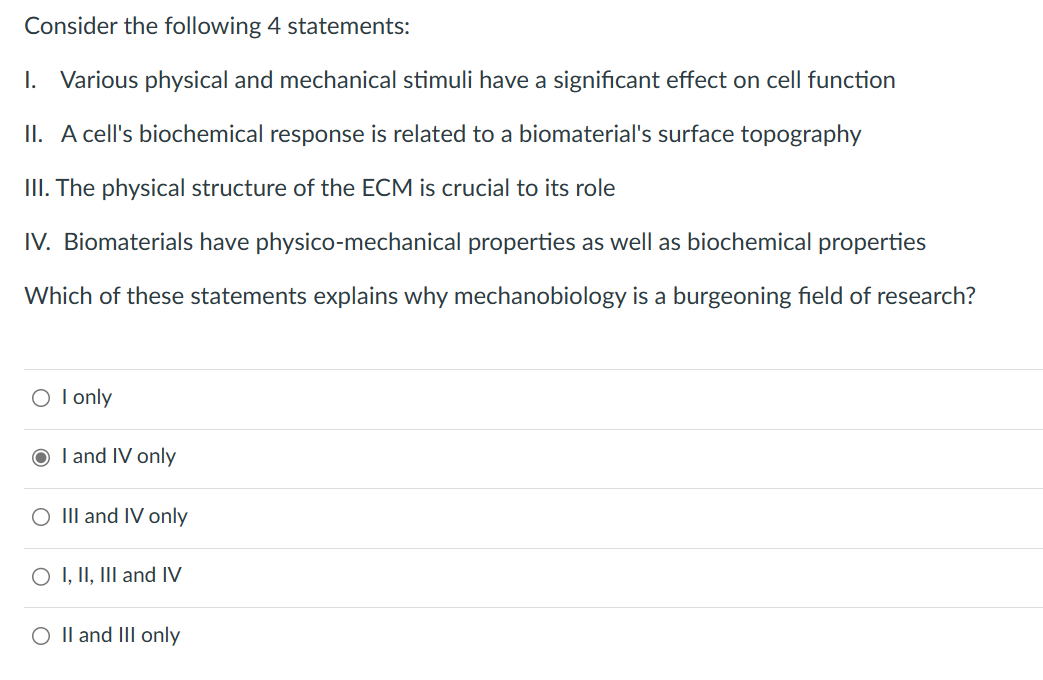 Solved Consider the following 4 ﻿statements:I. Various | Chegg.com