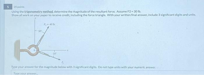 Solved 5 20 points Using the trigonometry method, determine | Chegg.com