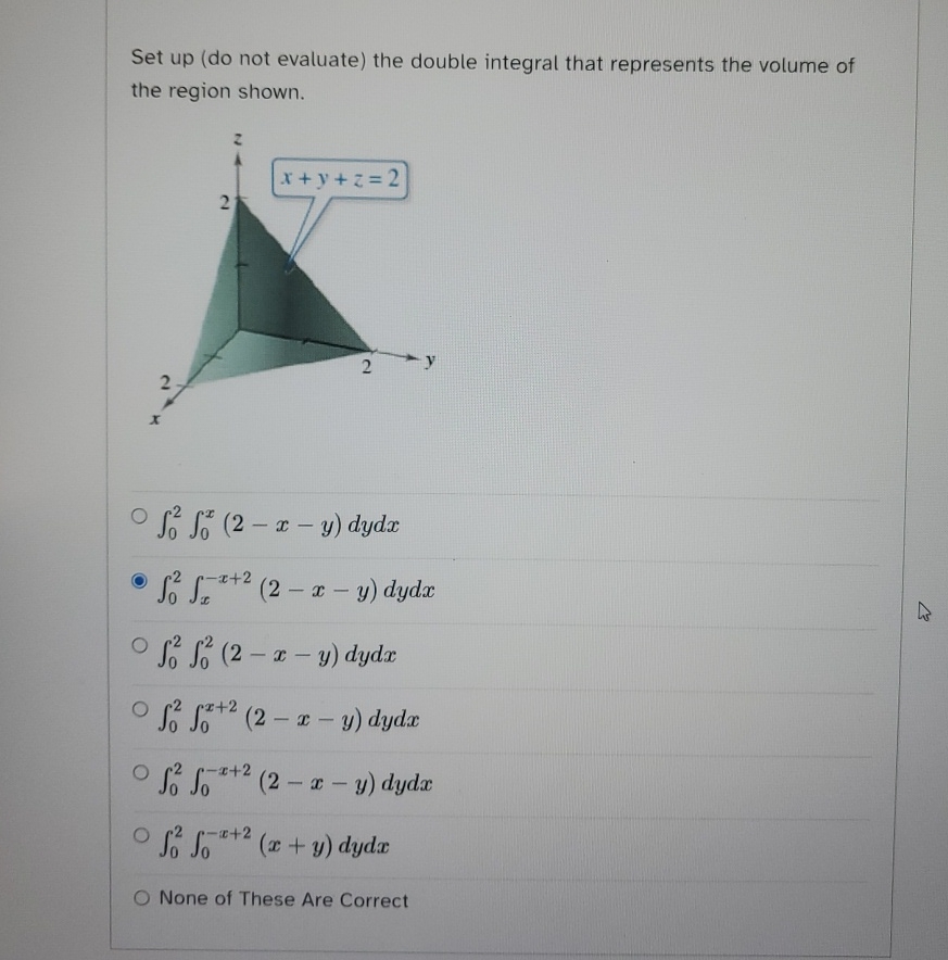 Solved Set up (do not evaluate) ﻿the double integral that | Chegg.com