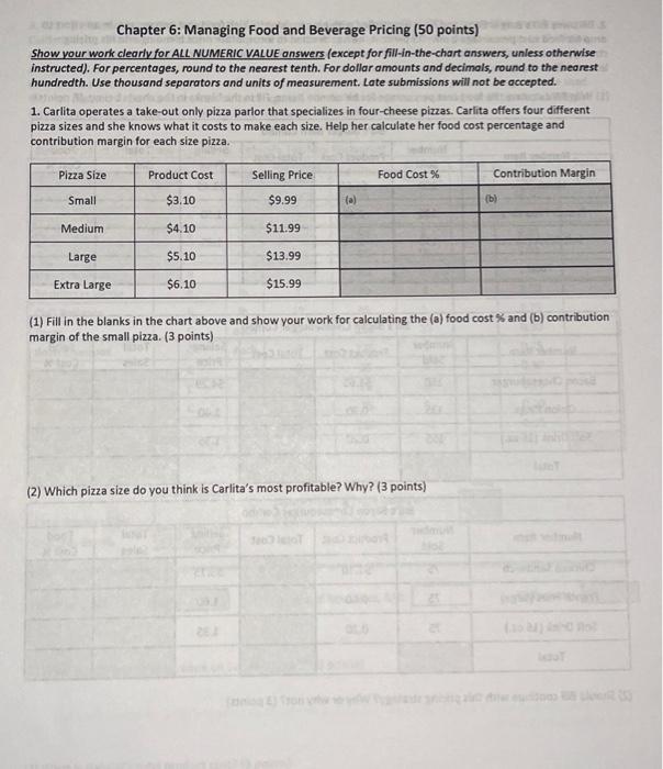 Solved Pizza Size Show your work clearly for ALL NUMERIC | Chegg.com