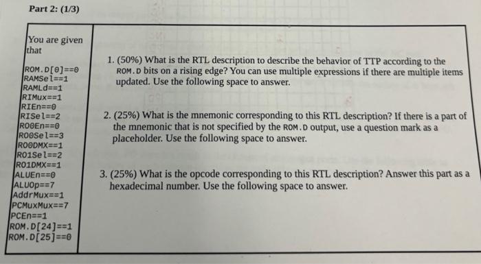 Solved 1. (50\%) What is the RTL description to describe the | Chegg.com