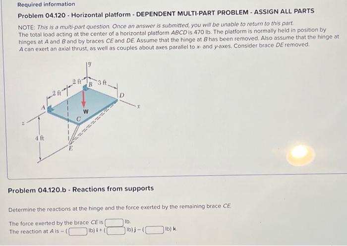 Solved Problem 04.120 - Horizontal platform - DEPENDENT | Chegg.com
