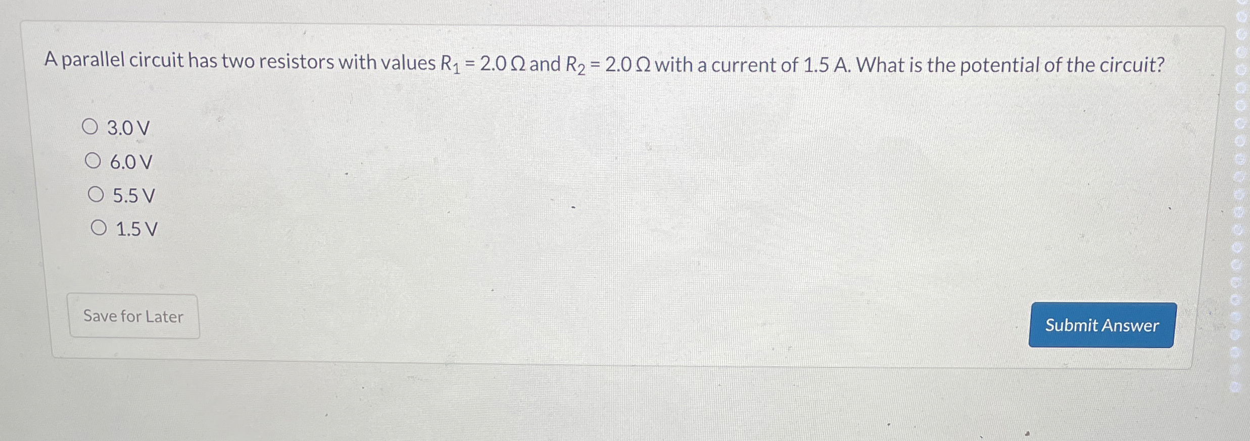 Solved A parallel circuit has two resistors with values | Chegg.com