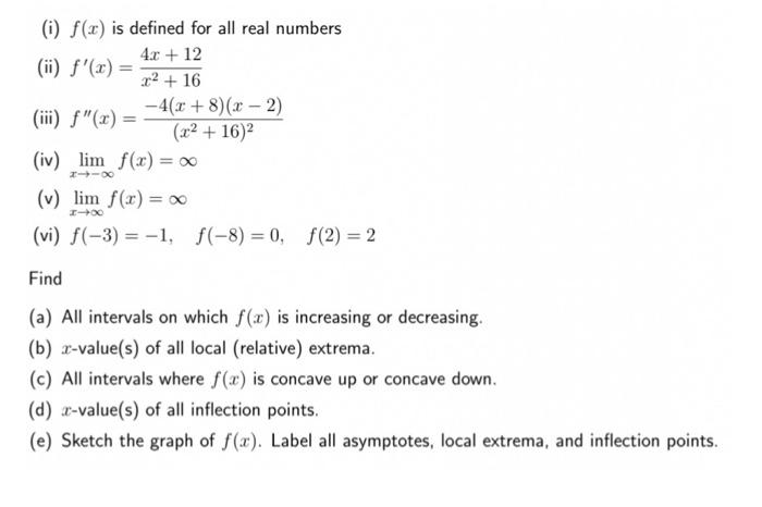 Solved (i) f(x) is defined for all real numbers (ii) | Chegg.com