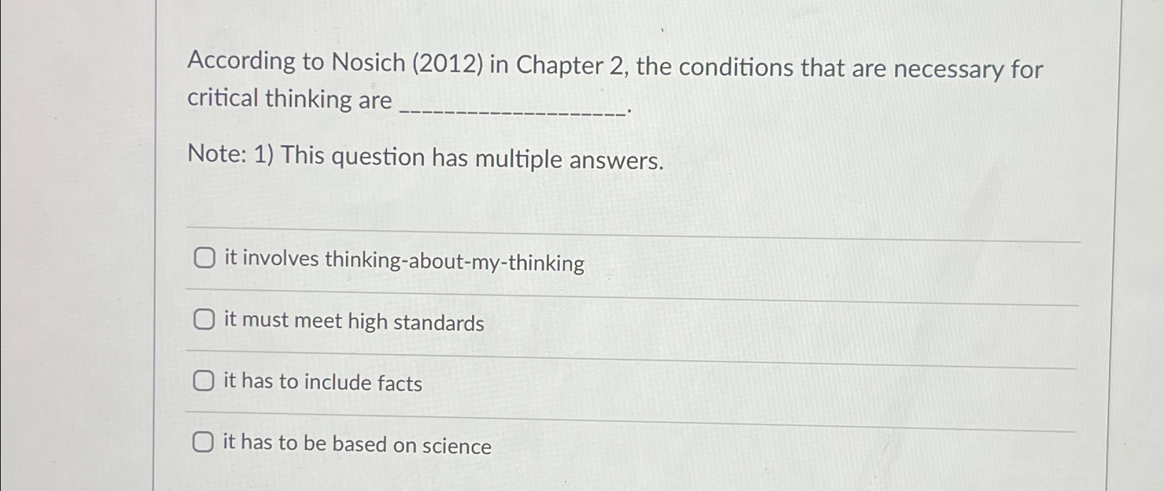 Solved According to Nosich (2012) ﻿in Chapter 2, ﻿the | Chegg.com
