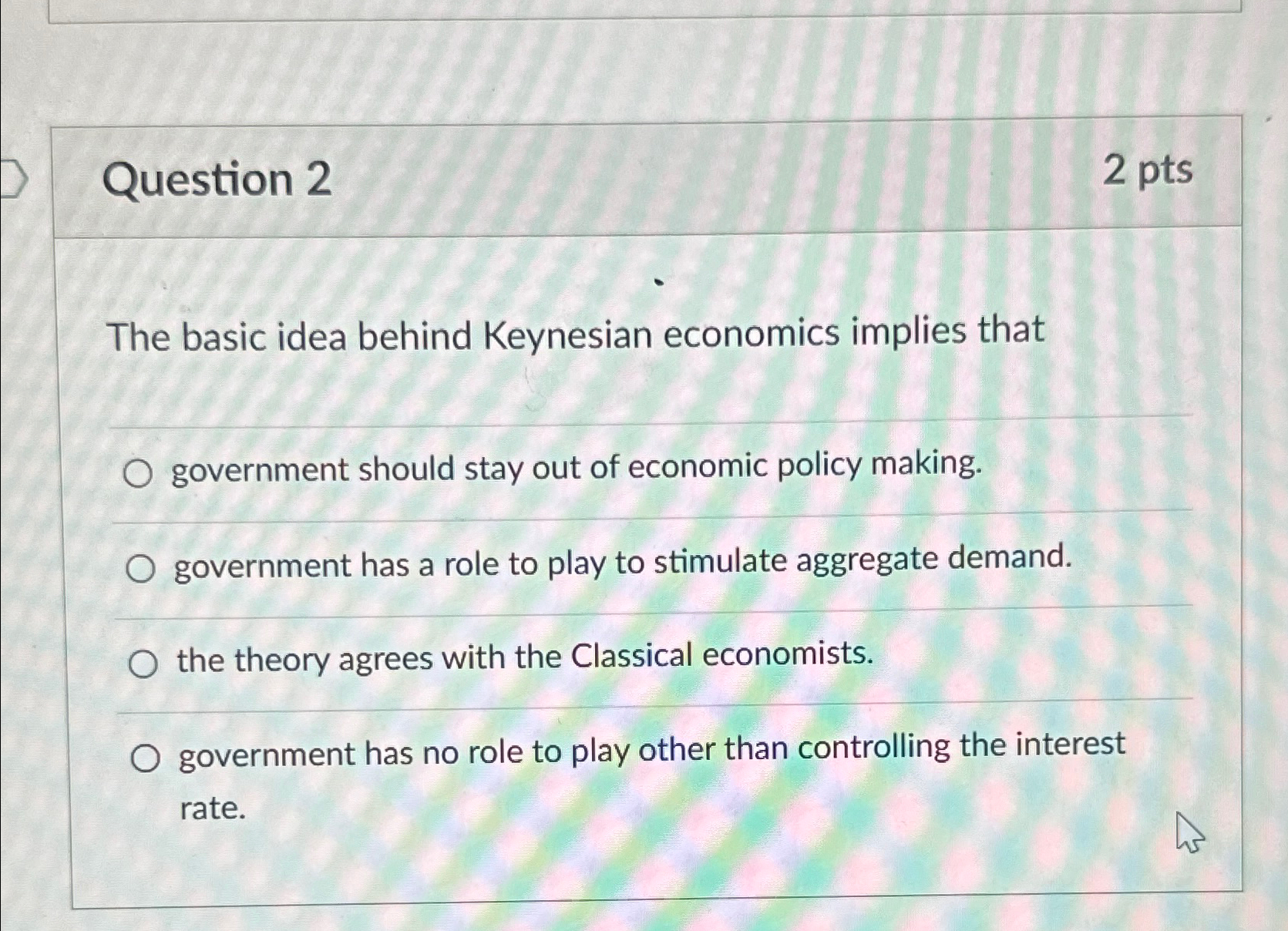 Solved Question 22ptsThe basic idea behind Keynesian | Chegg.com