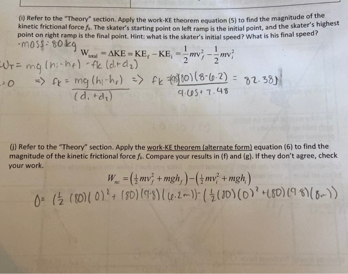 Solved (1) Refer to the "Theory" section. Apply the work-KE | Chegg.com