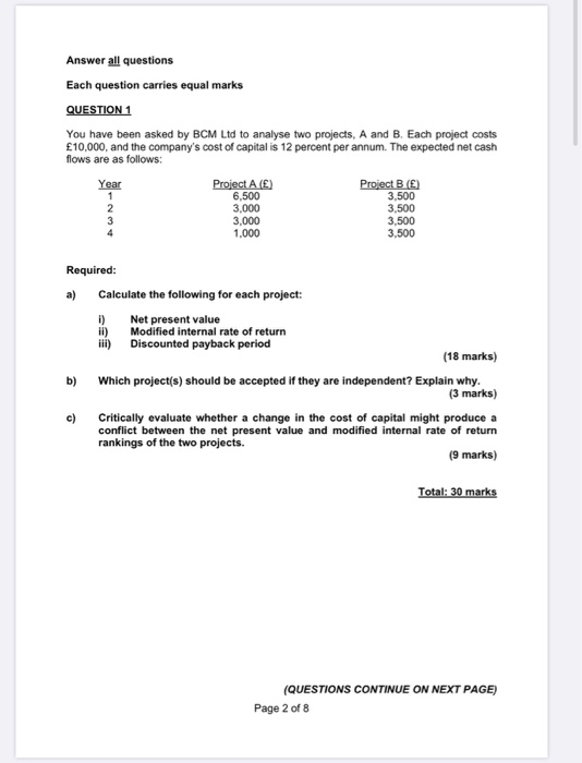 Solved Answer all questions Each question carries equal | Chegg.com