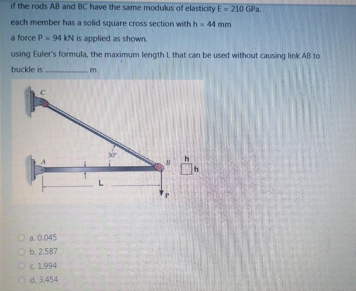 Solved if the rods AB and BC have the same modulus of | Chegg.com