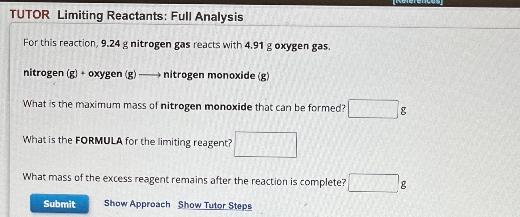 Solved TUTOR Limiting Reactants: Full AnalysisFor this | Chegg.com