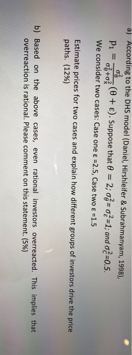 Solved a) According to the DHS model (Daniel, Hirshleifer & | Chegg.com