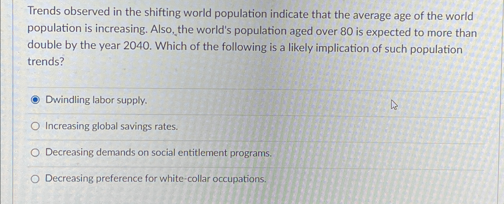 Solved Trends observed in the shifting world population | Chegg.com