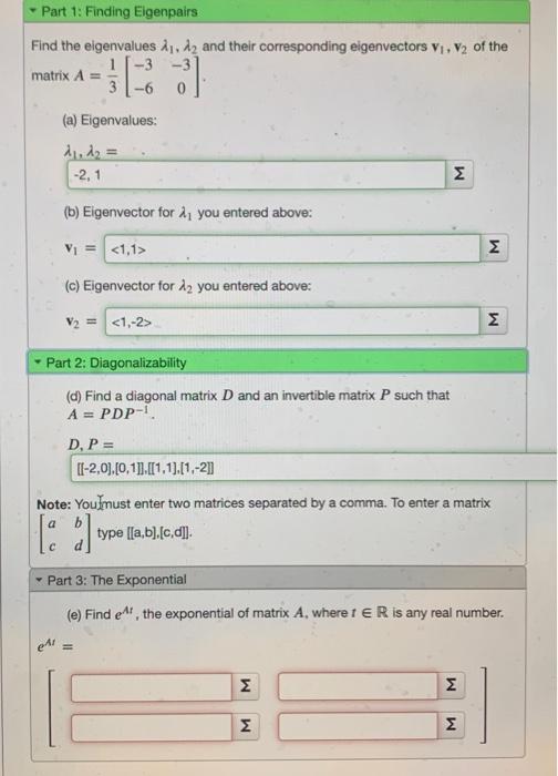 Solved Part 1 Finding Eigenpairs Find The Eigenvalues 21 6099