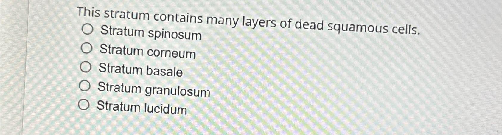 Solved This stratum contains many layers of dead squamous | Chegg.com