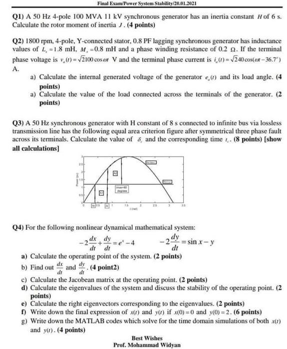 Solved Q3) A 50 Hz synchronous generator with H constant of | Chegg.com